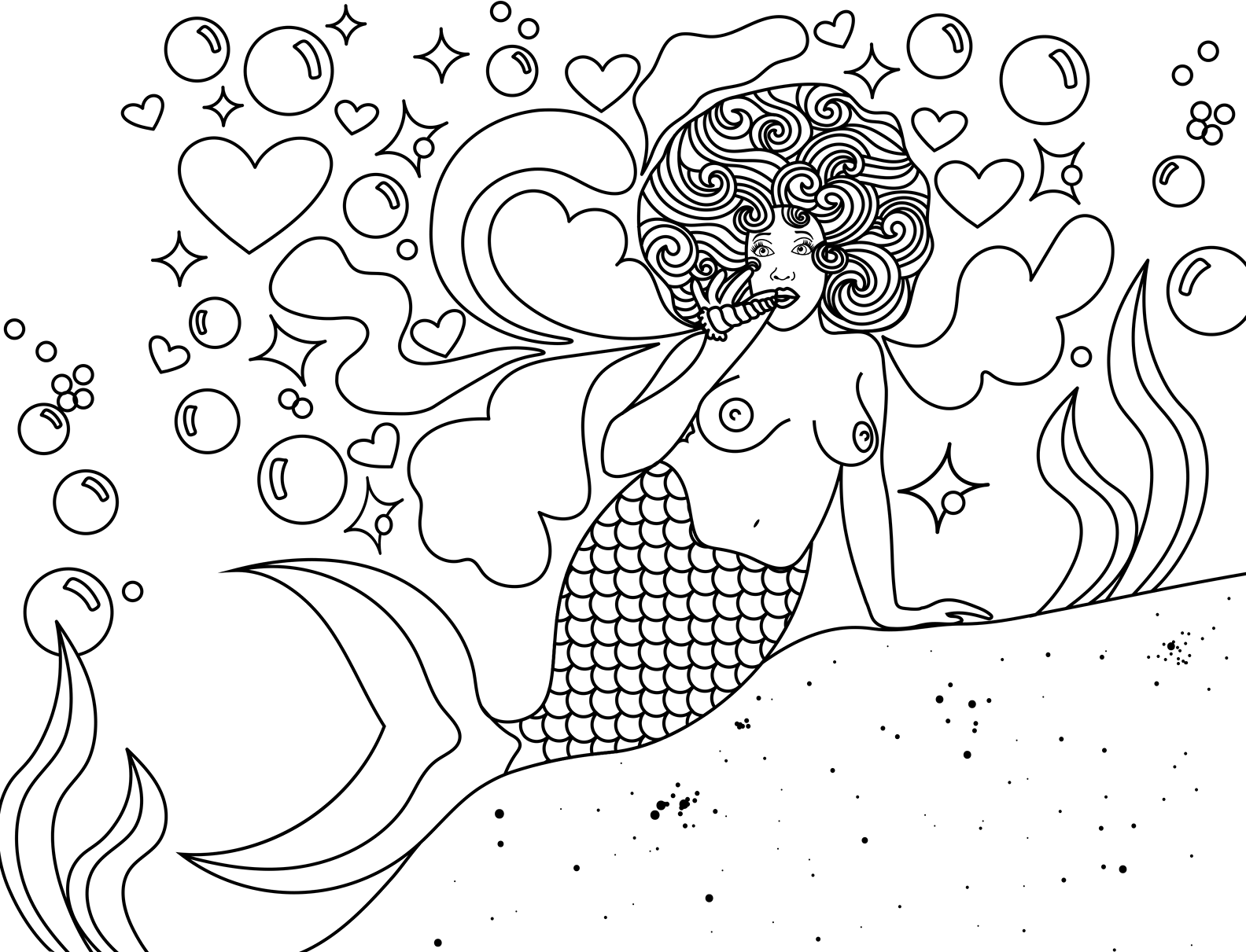 mermaid coloring pages for adults free